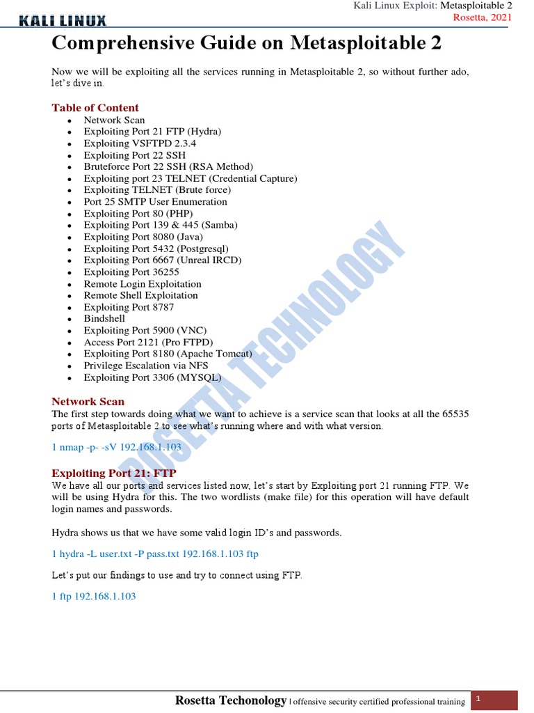 Comprehensive Guide On Metasploitable 2 | Download Free PDF | File ...