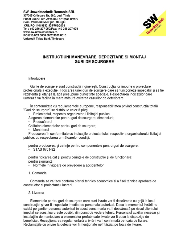 Instructiuni Guri de Scurgere | PDF