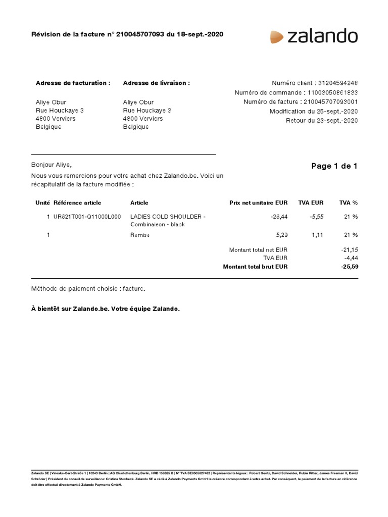 Note D Avoir-210045707093001 | PDF | Facture | Comptabilité