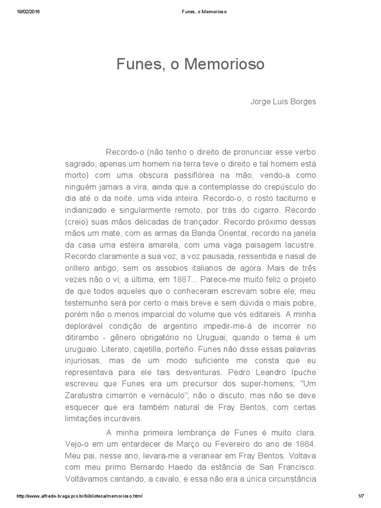 Funes, o Memorioso | PDF