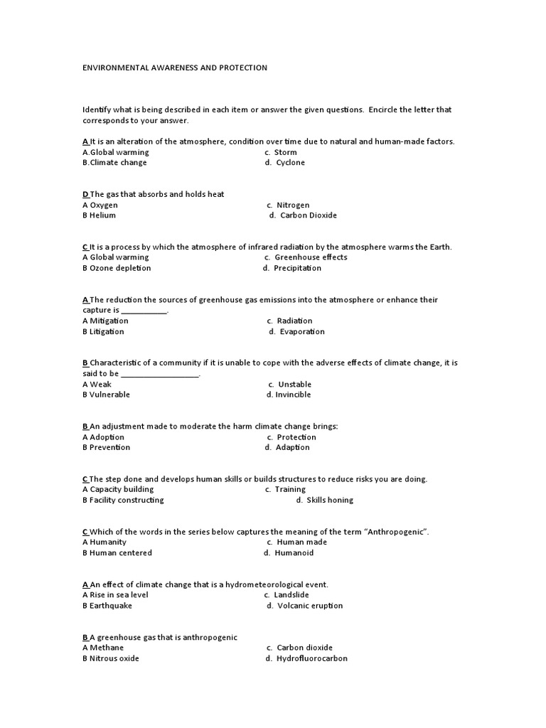 Environmental Awareness and Protection | PDF | Climate Change ...