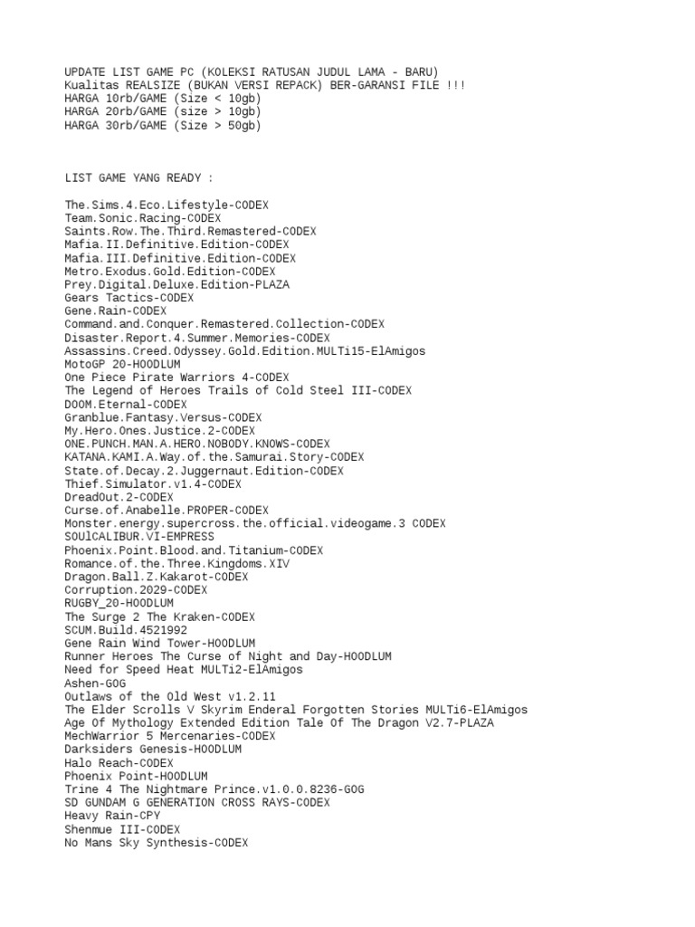 List Game PC 6 | PDF