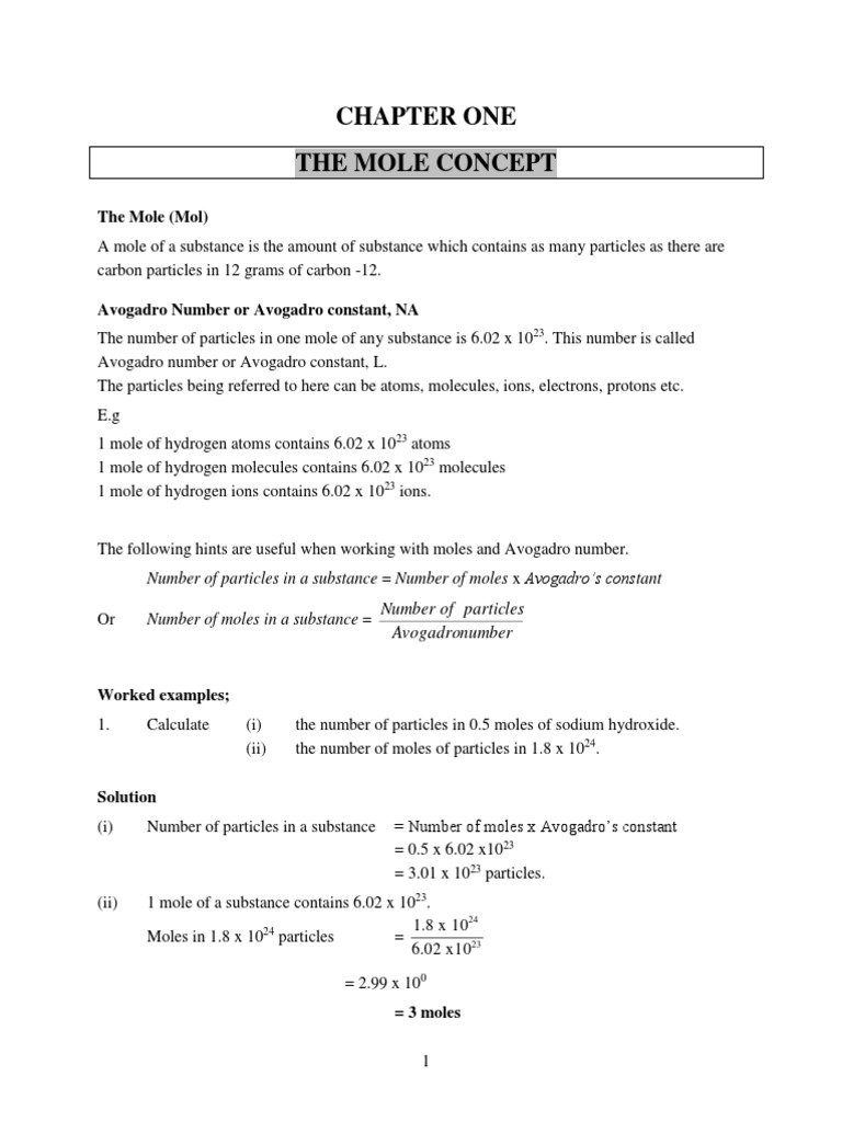 Chemistry Mole Concept.... | PDF | Mole (Unit) | Gases