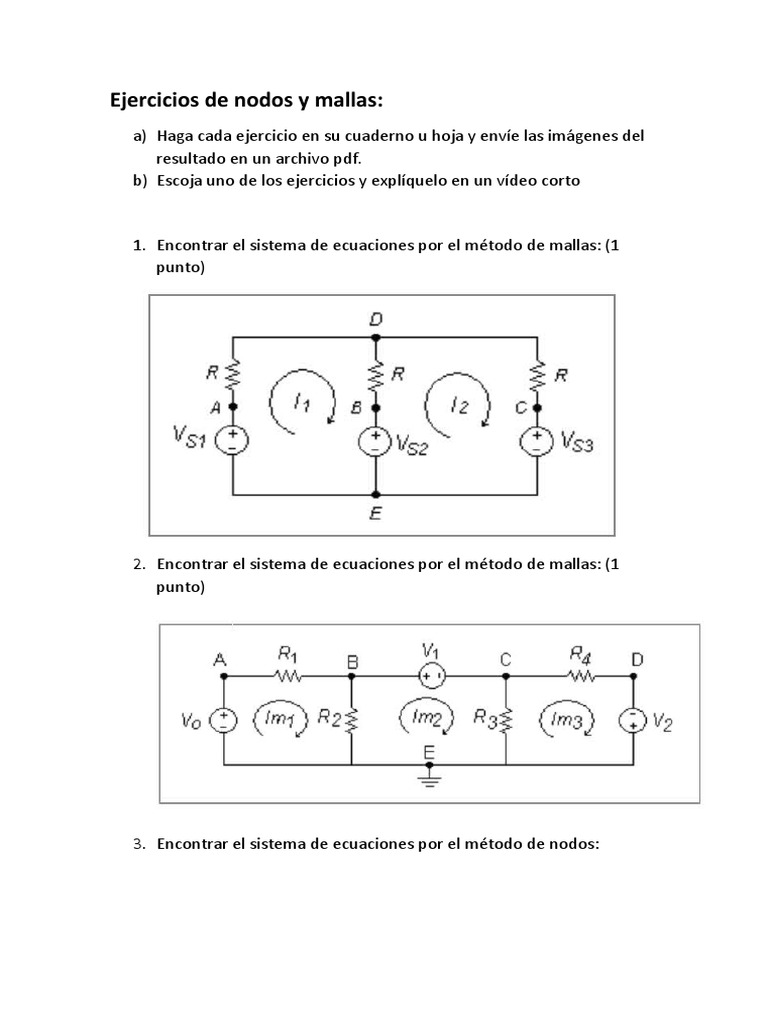 Ejercicios de Nodos y Mallas | PDF