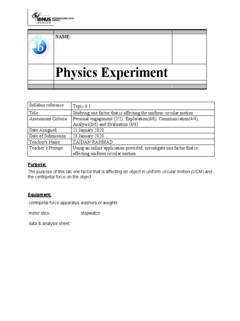 Uniform Circular Motion | PDF | Experiment | Uncertainty