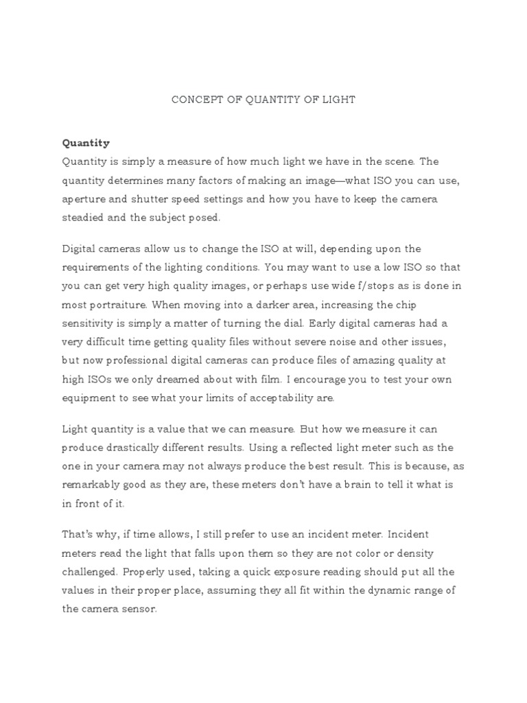 Concept of Quantity of Light | PDF | Lighting | Camera