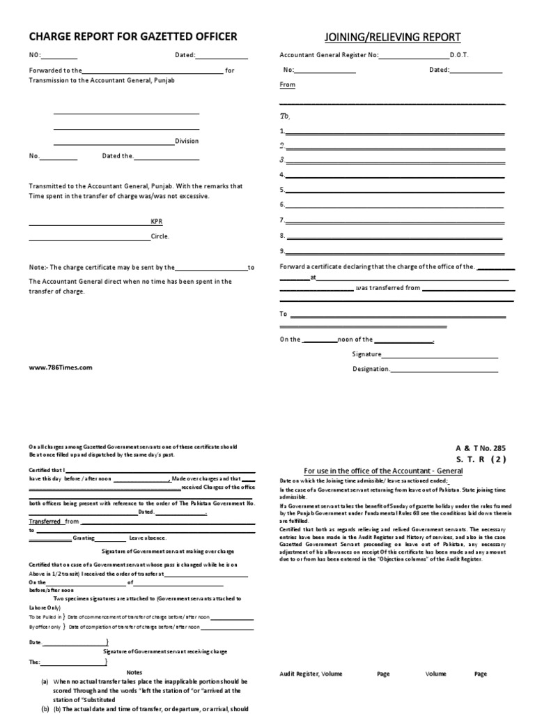 Charge Report For Gazetted Officer | PDF | Government