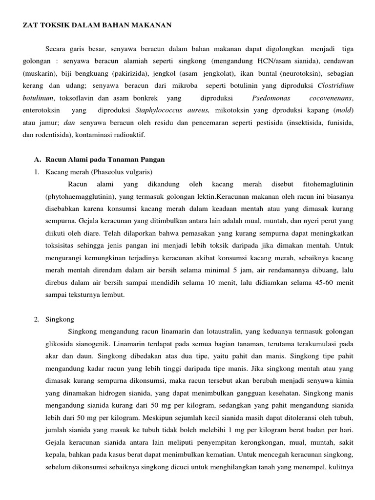 Zat Toksik Pada Bahan Pangan | PDF