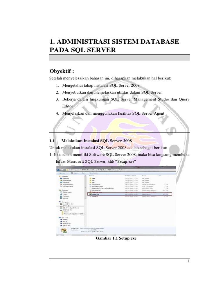 Materi Pert 1 - Administrasi Sistem Database Pada SQL Server | PDF