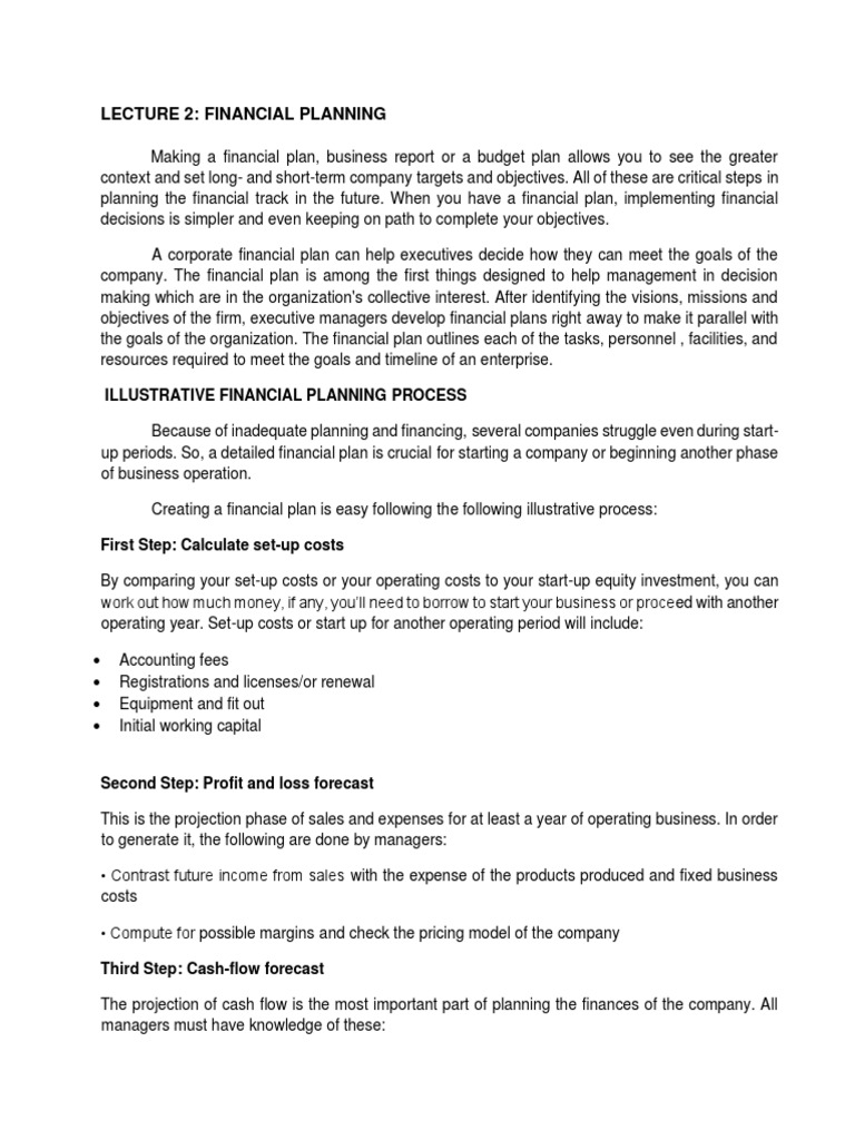 Lecture 2 Financial Planning, Budget and Fs Projection | PDF | Equity ...