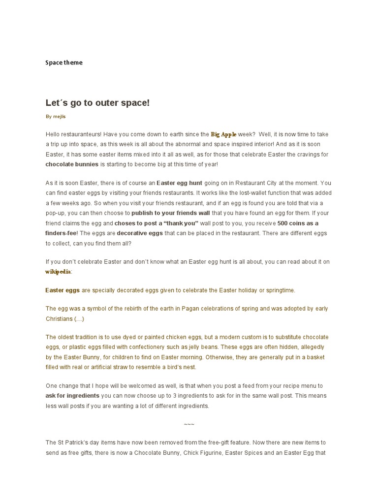Let S Go To Outer Space! | PDF | Easter Egg | Easter