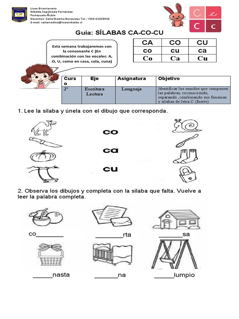 Guias1 Letra Ca-Co-Cu 2° | PDF