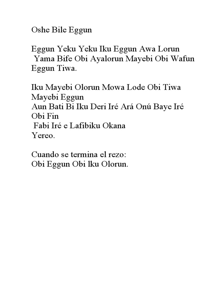 Oshe Bile Eggun | PDF