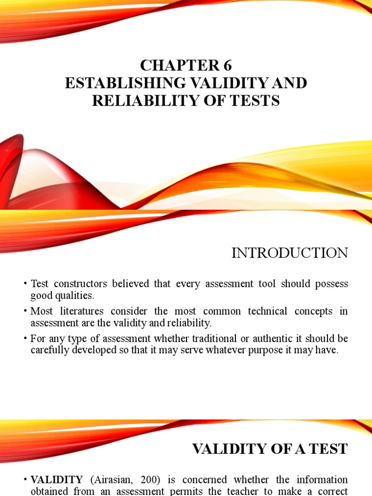 M2L7 - Establishing Validity and Reliability of Tests | PDF | Validity ...