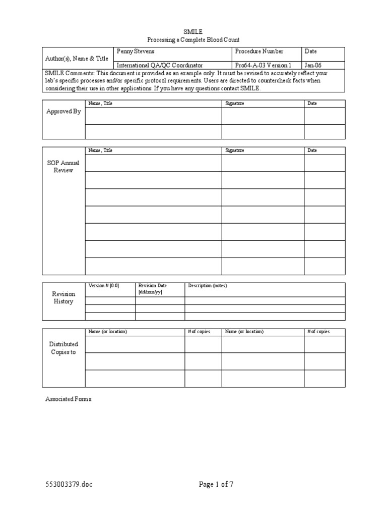Pro64-A-03 - Processing - A - CBC - CNT - SOP | PDF | Pathology | Body ...