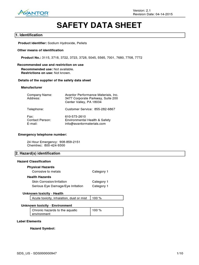 Sodium Hydroxide Safety Guide | PDF | Firefighting | Toxicity