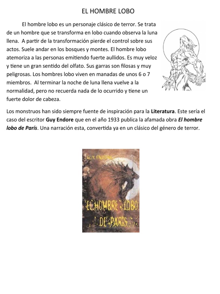 El Hombre Lobo | PDF | Hombres lobo | Cuentos