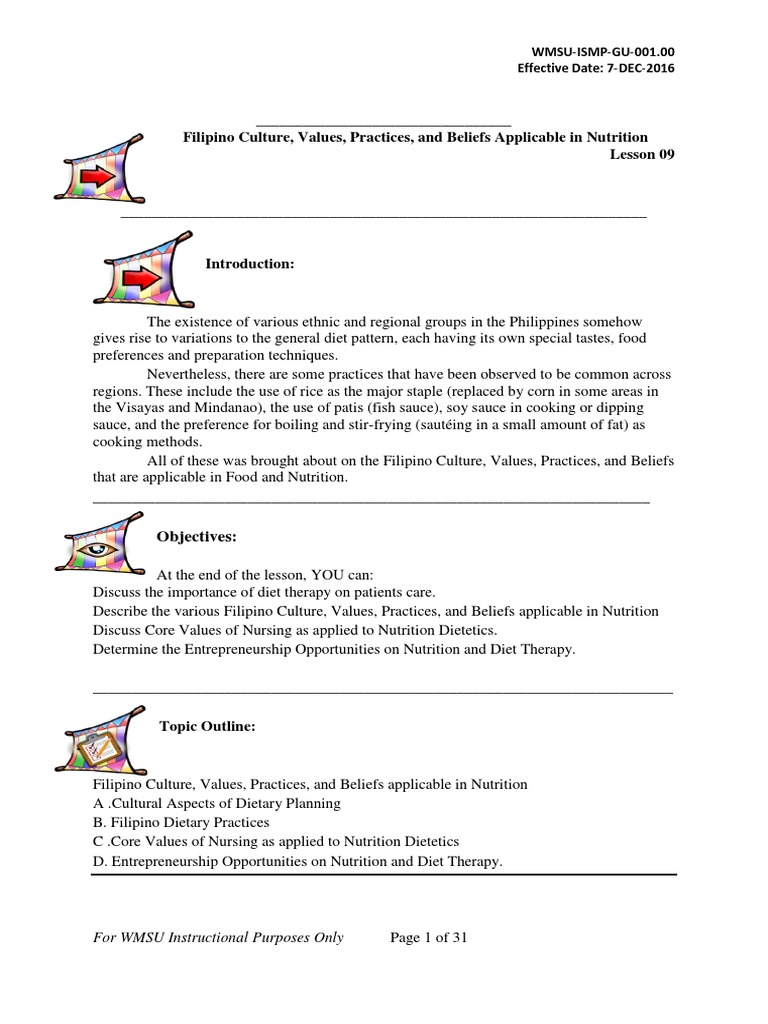NCM 105 Lec Discuss Fil. Culture | PDF | Foods | Healthy Diet