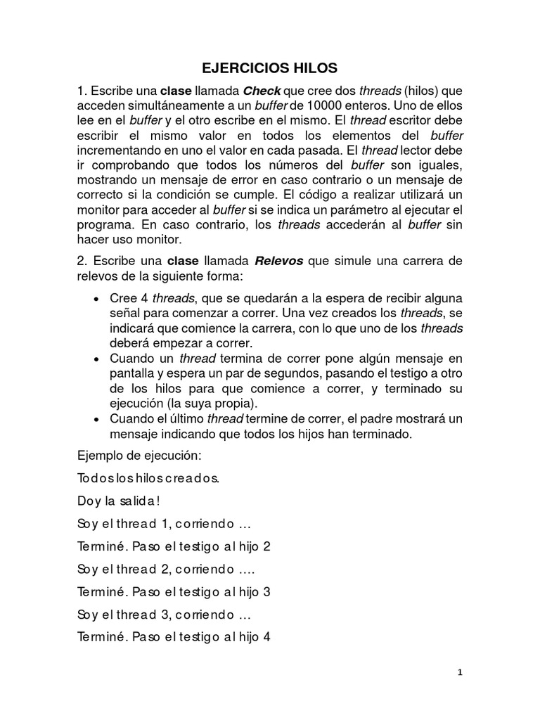Ejercicios Hilos Java Pdf Estacionamiento Supermercado