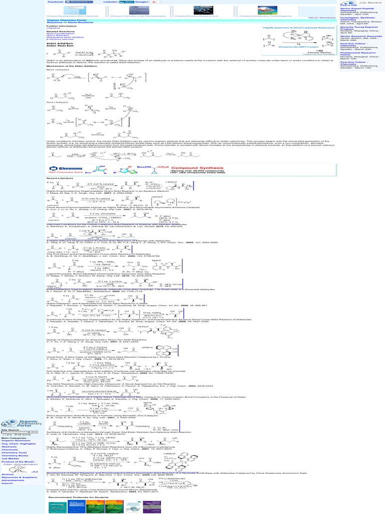 Aldol Addition | PDF | Chemical Substances | Functional Group