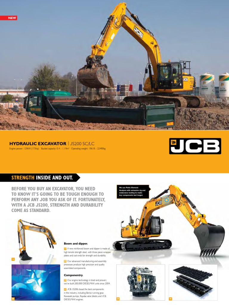 JS200 SC/LC: Hydraulic Excavator | PDF | Mechanical Engineering | Vehicles
