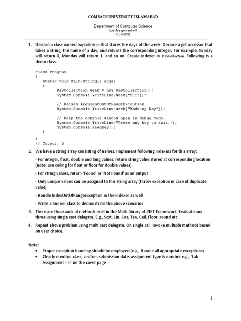 Comsats University Islamabad: Lab Assignment - II | PDF