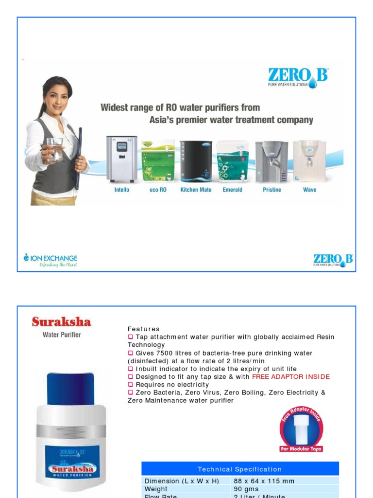 Zero B Product Presentation | PDF | Water Purification | Membrane