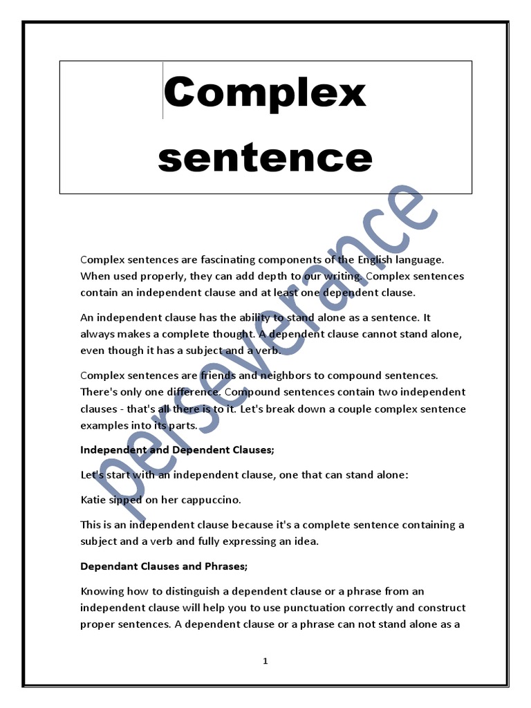 Complex Sentence Structures Explained | PDF | Sentence (Linguistics ...