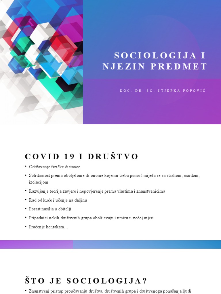 Sociologija I Njezin Predmet | PDF