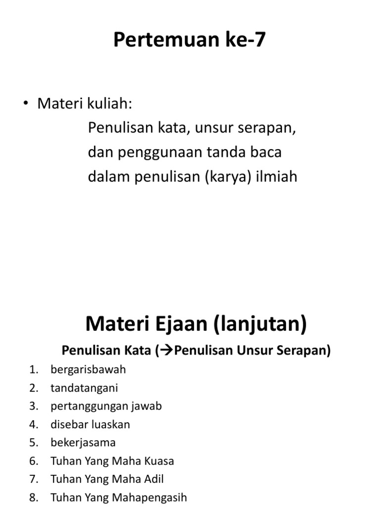 Penulisan Kata, Unsur Serapan | PDF