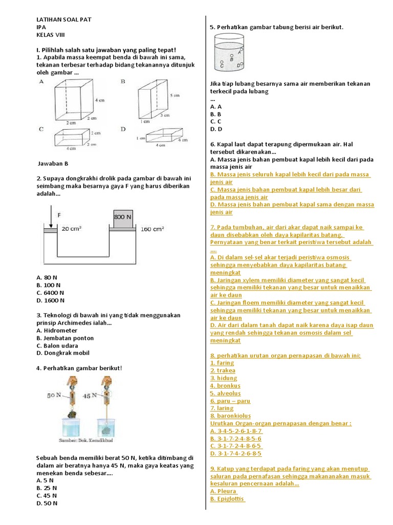 Latihan Pat Ipa Kelas 8 | PDF