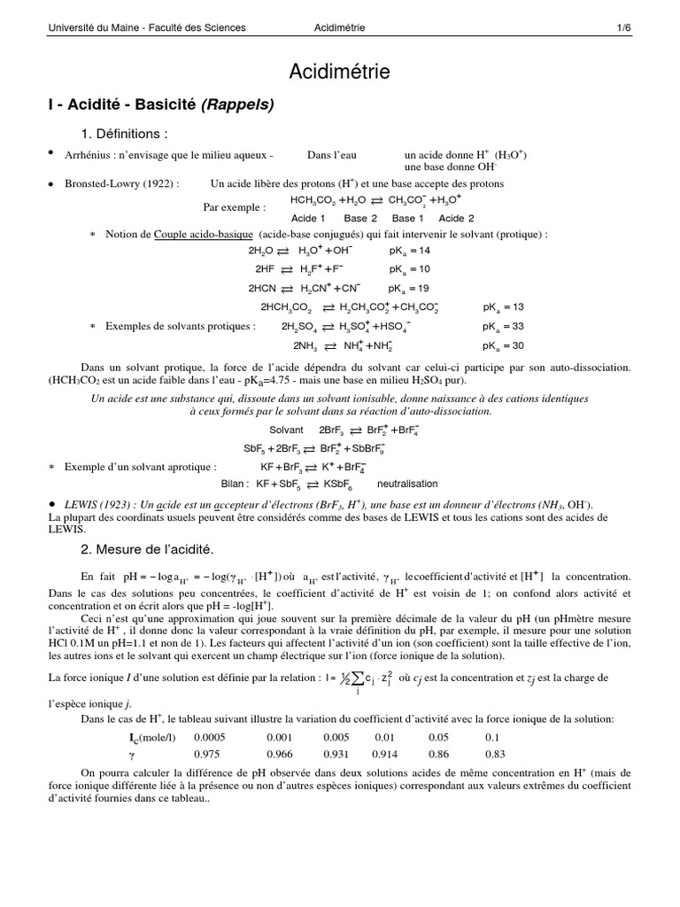 Acidimetrie | PDF | Ph | Acide