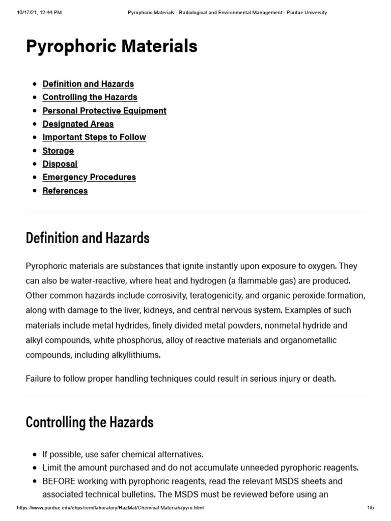 Pyrophoric Materials - Radiological and Environmental Management ...