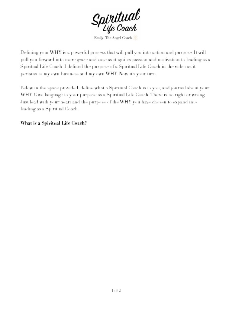 Defining Your Purpose as a Spiritual Coach | PDF | Self-Improvement ...