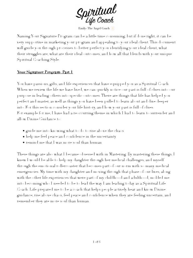 Your Signature Coaching Program Part 1 PDF | PDF | Human Nature ...