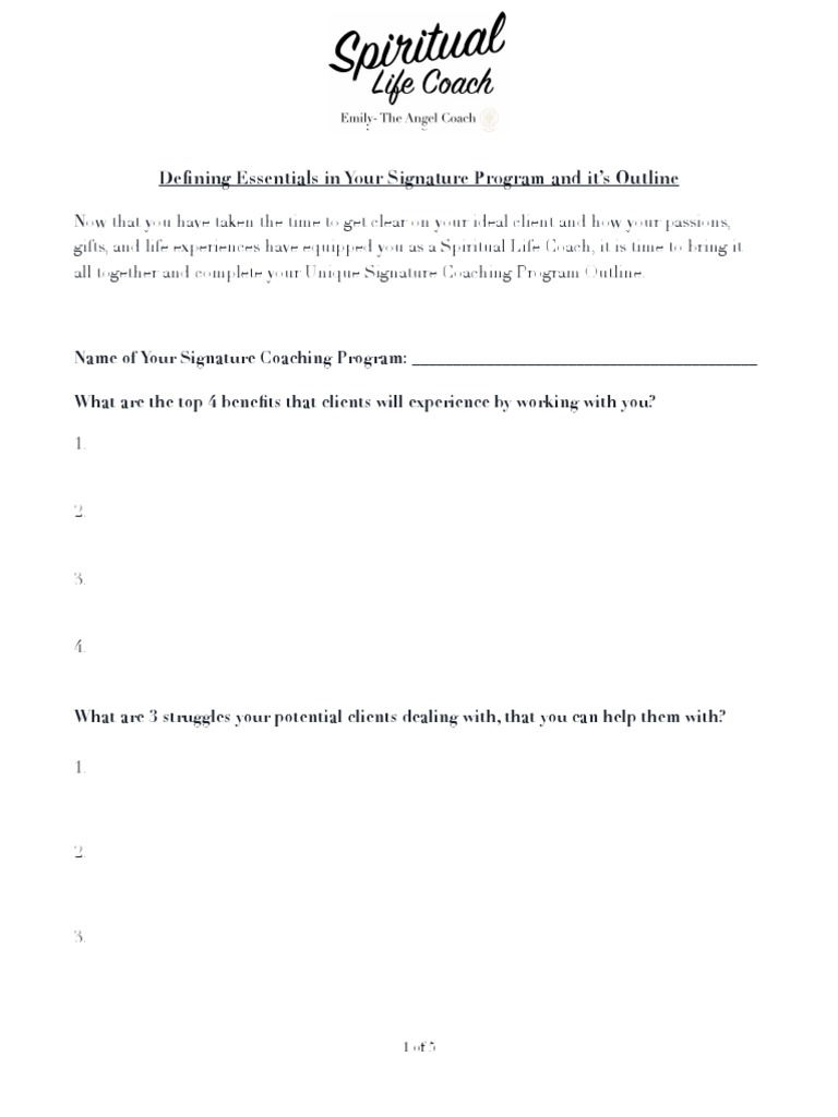 Your Signature Coaching Program Part 3, Outline PDF | PDF | Applied ...