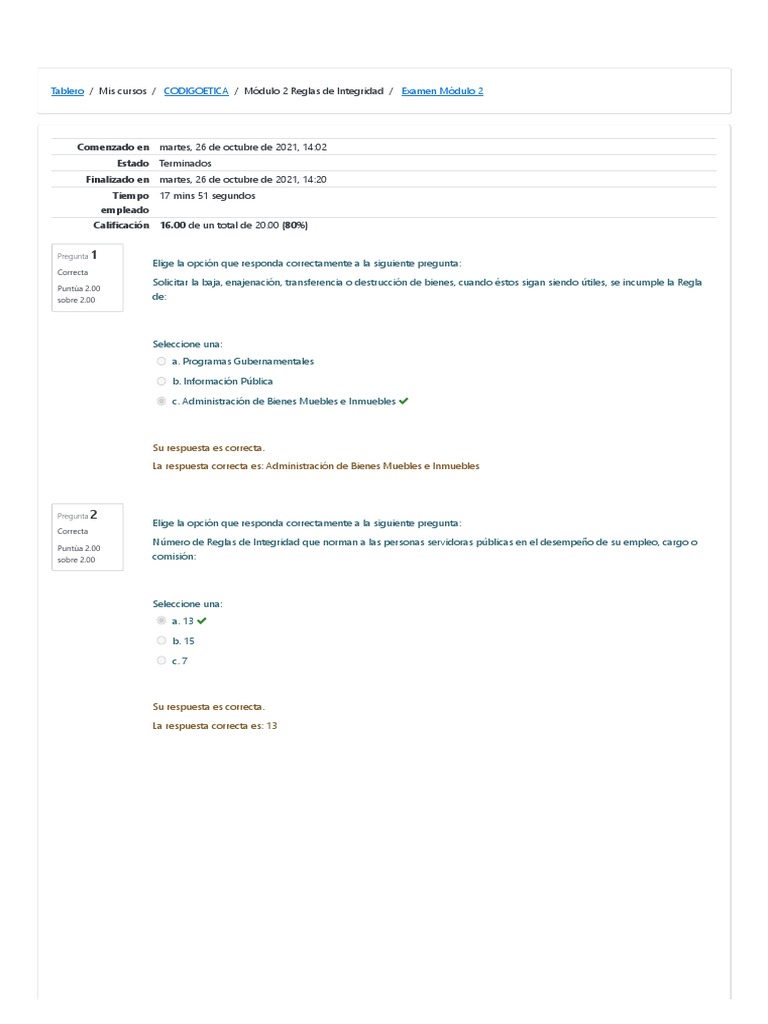Examen Módulo 2 - Revisión Del Intento | PDF | Prueba (evaluación)