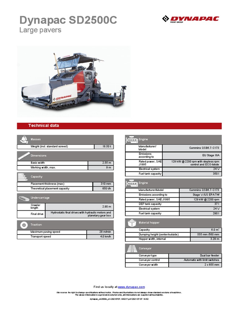 Dynapac SD2500C Dynapac SD2500C: Large Pavers Large Pavers | PDF ...