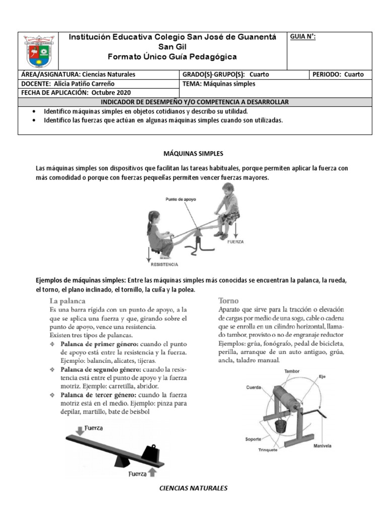 Máquinas Simples en Ciencias Naturales | PDF