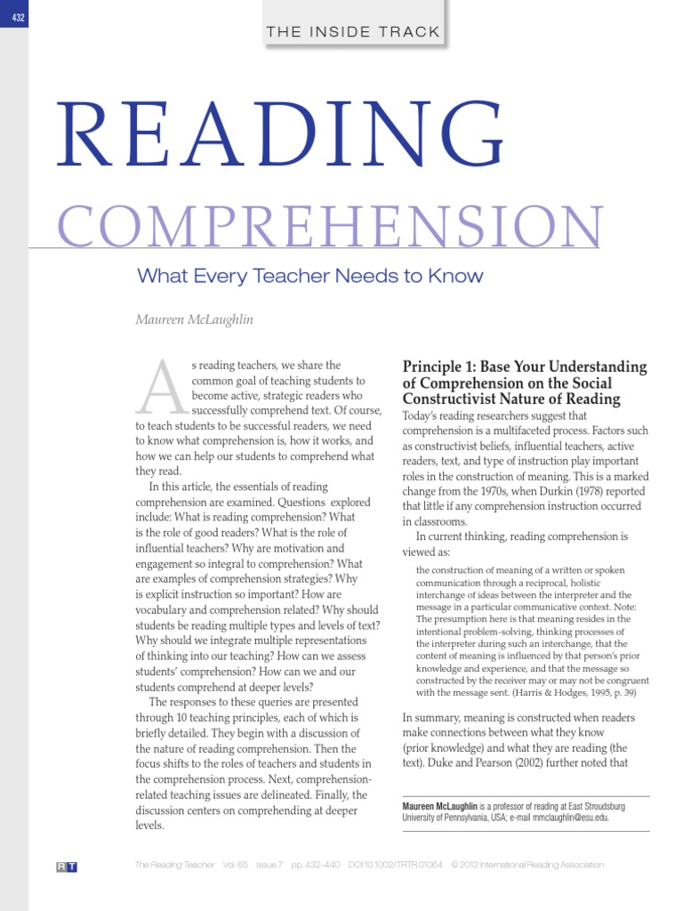 10 Principles For Reading | PDF | Reading Comprehension | Constructivism (Philosophy Of Education)