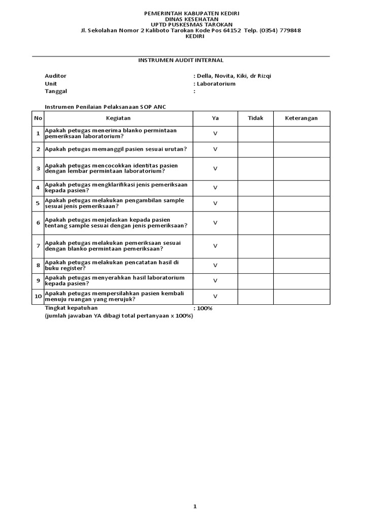 Hasil Audit Laboratorium | PDF