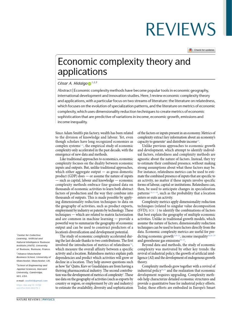 Economic Complexity | PDF | Economic Growth | Matrix (Mathematics)