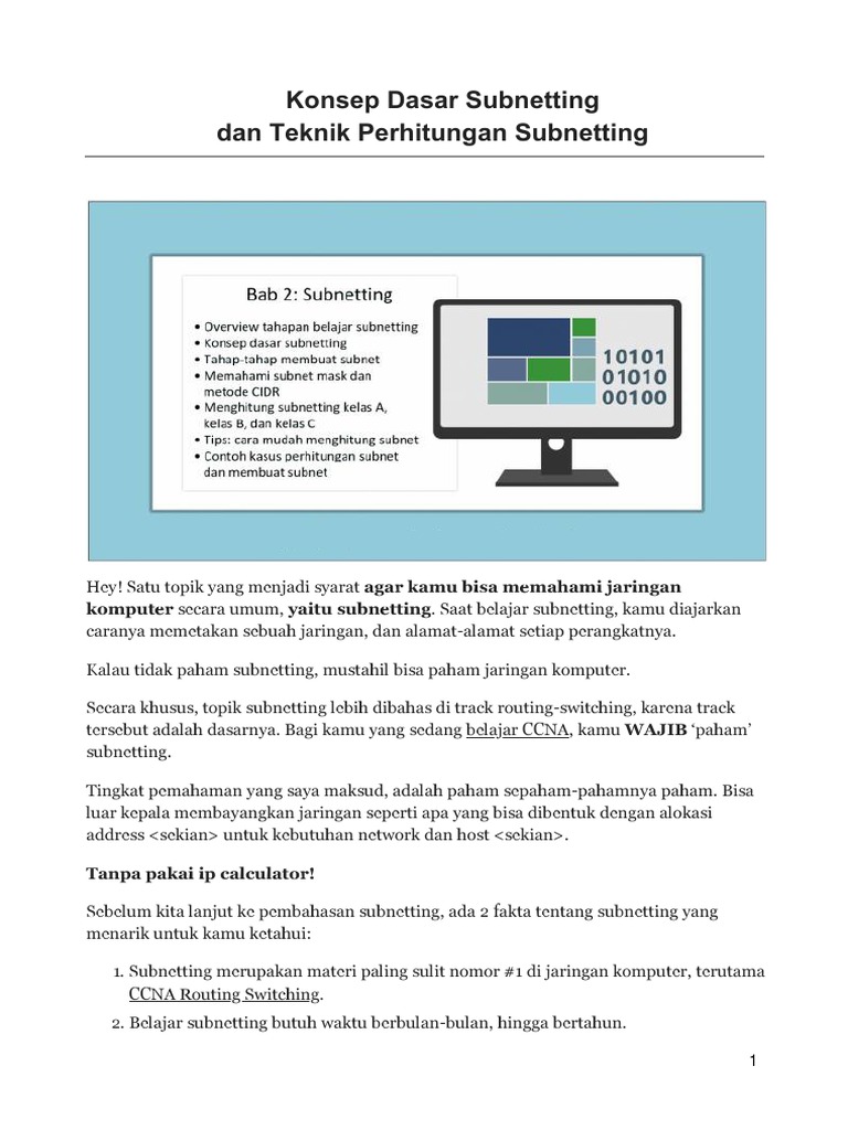 #Belajar Subnetting dari Dasar: Memahami Konsep dan Tahapan Membuat ...
