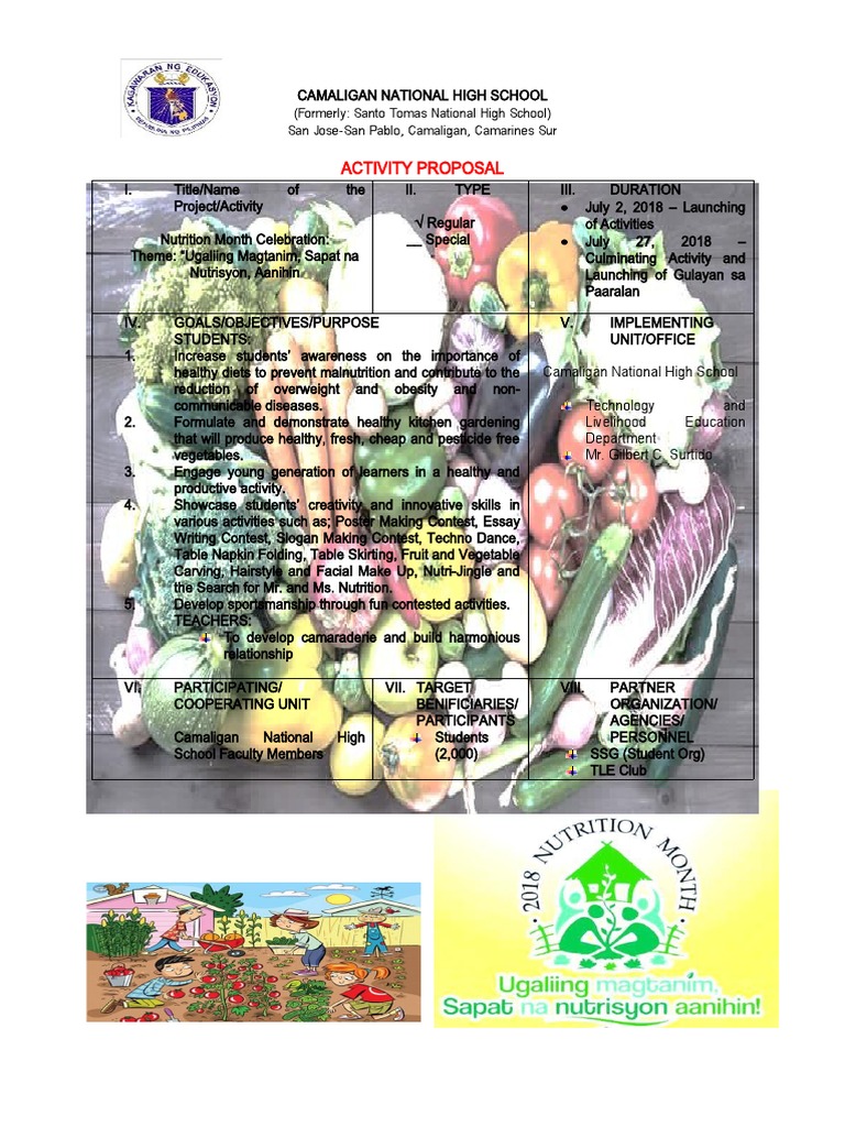 Project Proposal Nutrition Month | PDF | Food And Drink | Nutrition