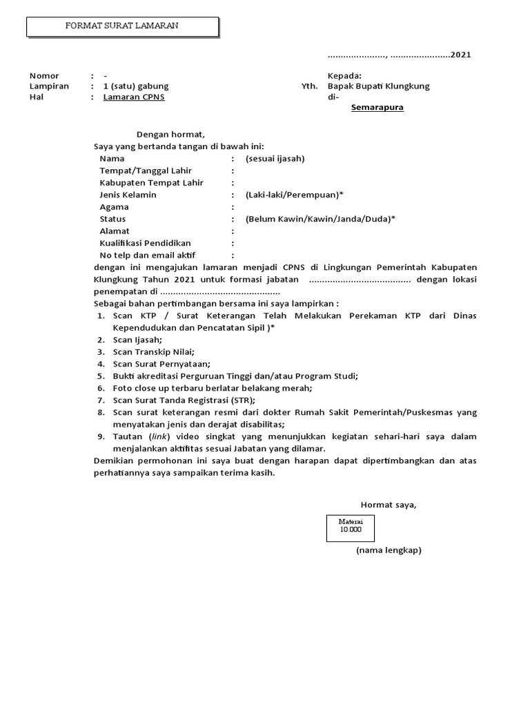 Format Lamaran | PDF