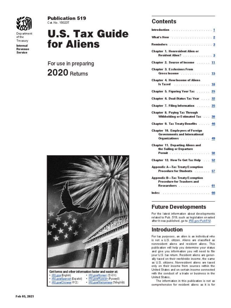 IRS U.S. Tax Guide For Aliens | PDF | Economies | Taxes