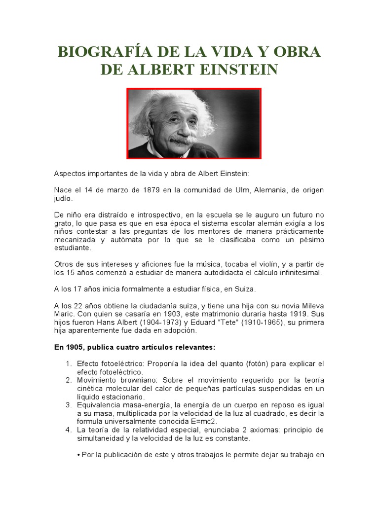 Biografía de La Vida y Obra de Albert Einstein | PDF | Odiseo | Héctor