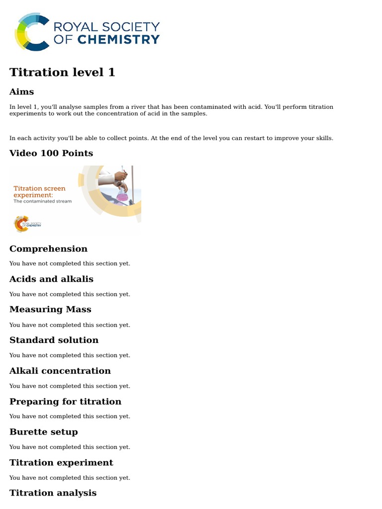 Titration Level 1 Labnotebook | PDF