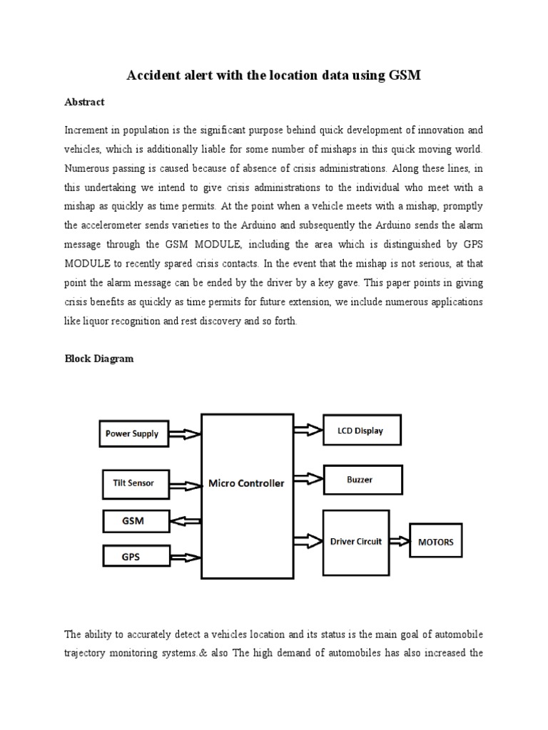 Accident Alert With The Location Data Using GSM | PDF | Embedded System ...