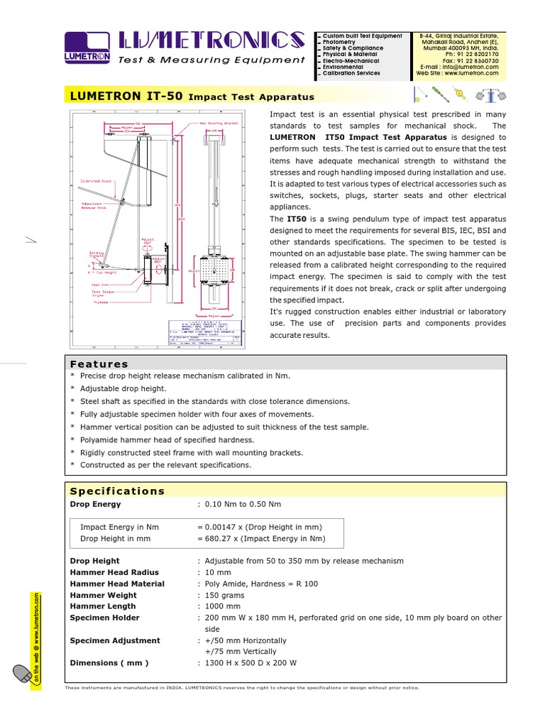 Lumetronics: Lumetron It-50 | PDF | Calibration | Hardness